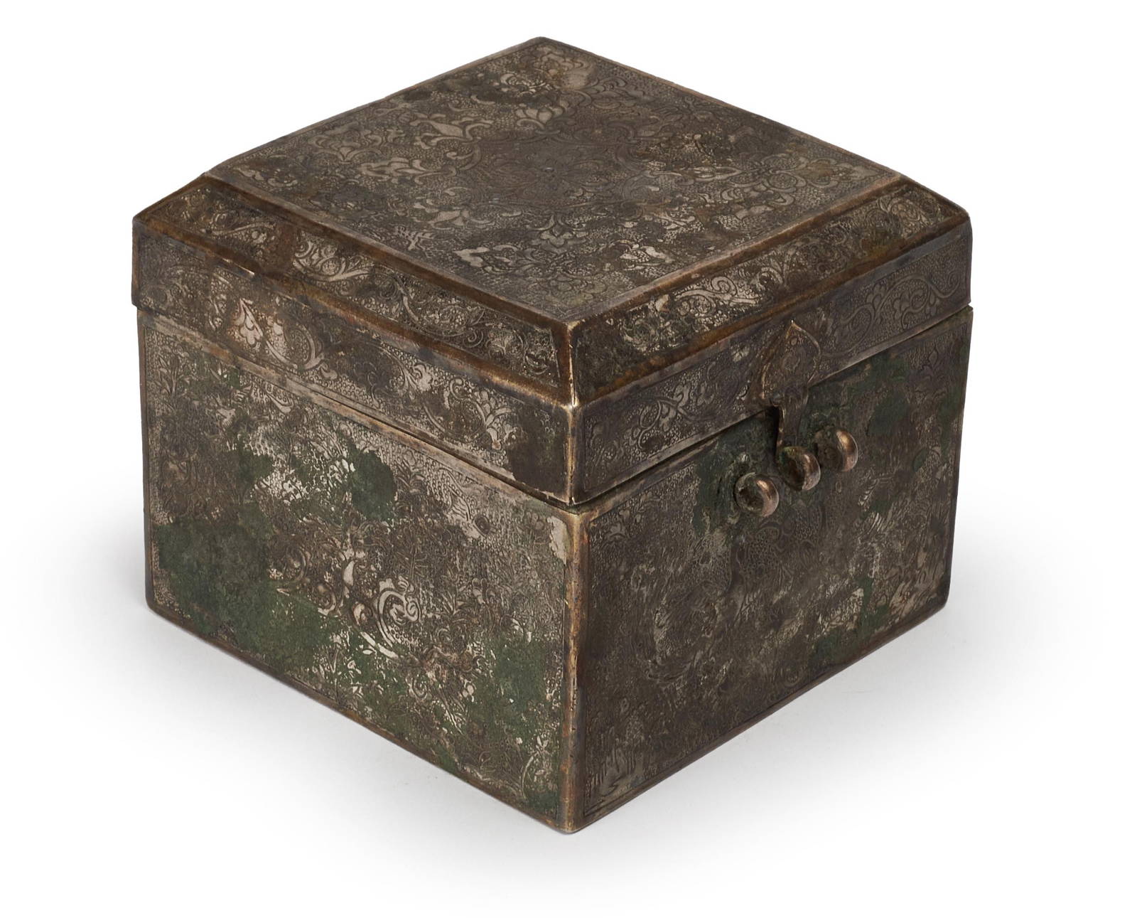 A Gilding Silver Square Box Decorated With Flower And Bird Pattern ...