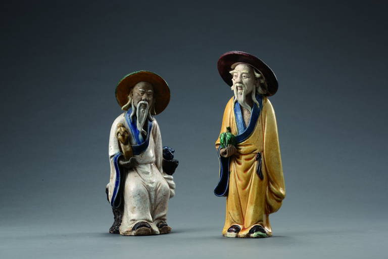 Two Pieces Shiwan Pottery Figures