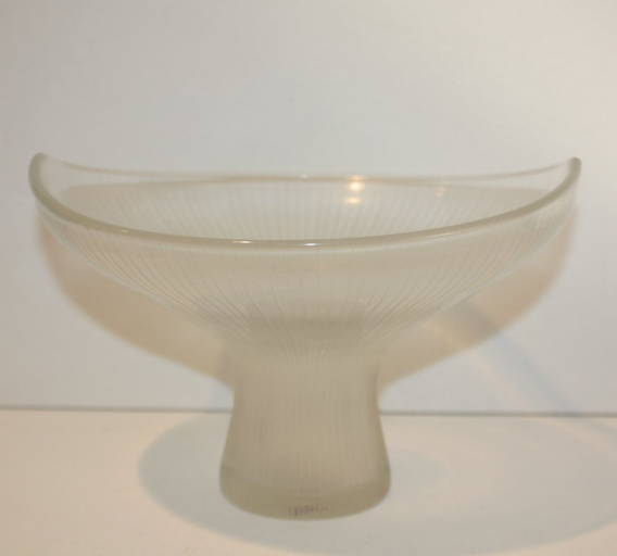 Tapio Wirkkala Coupe En Verre Gravé À Décor De Stries.