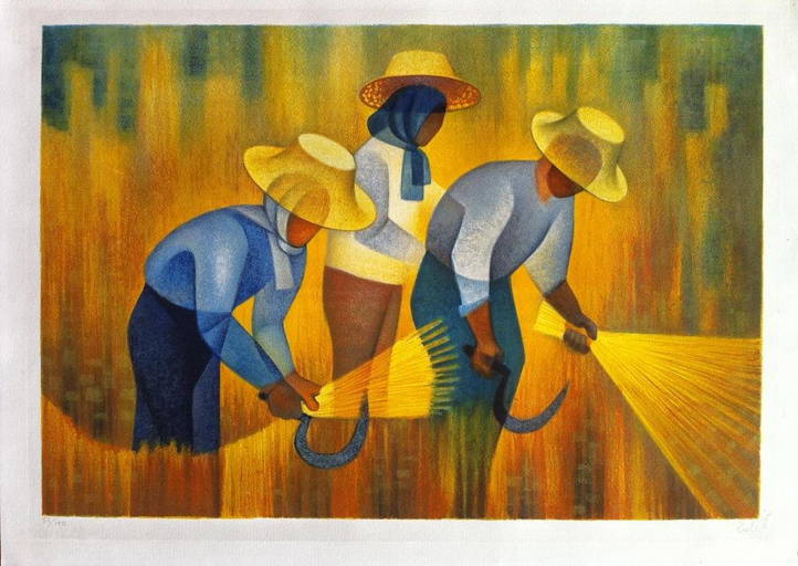 Louis Toffoli ( 1907 1999 ) La Moisson Lithographie