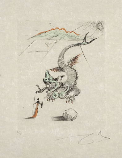 Salvador Dali (1904 1989) Le Dragon De La Série "mao Ts