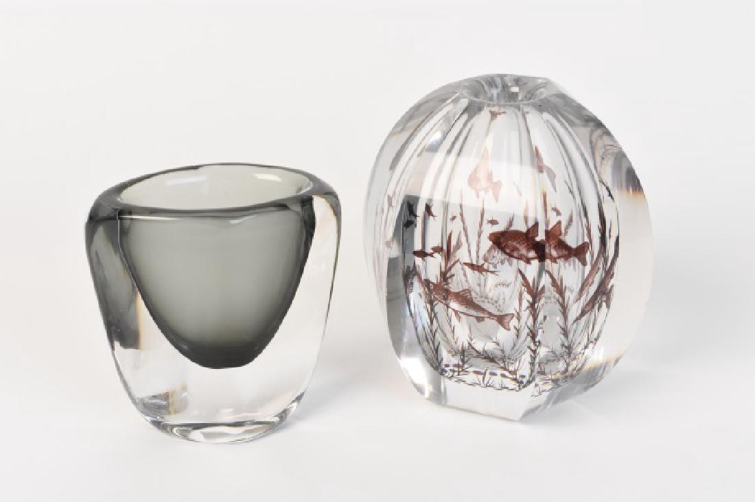 (2) Glass Orrefors Vases; signed