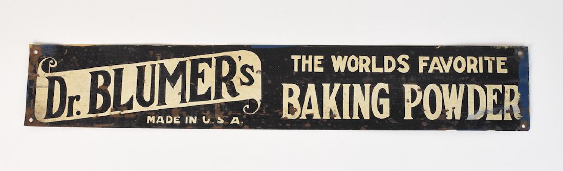 Dr. Blumer's Baking Powder Tin Advertisement Sign