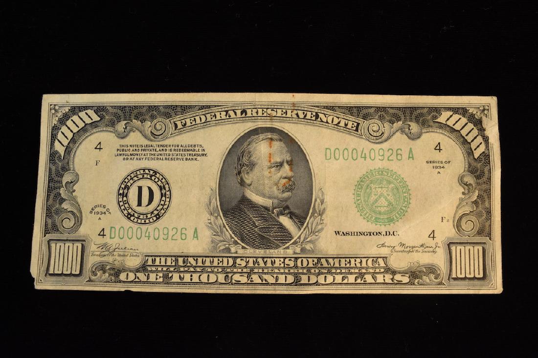 $1000 United States Federal Reserve Note, 1934 A