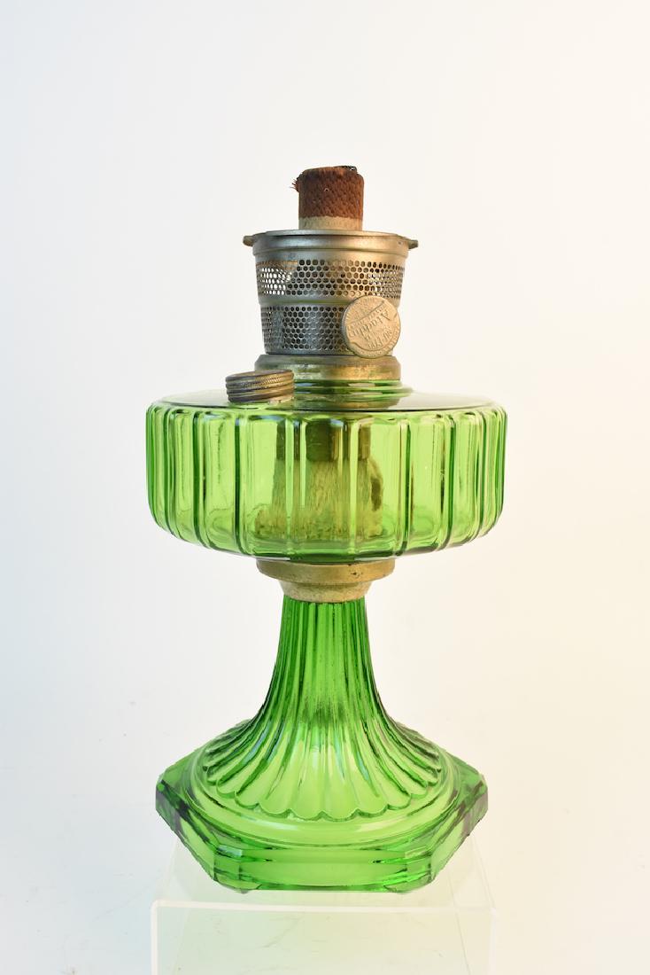 Aladdin Green Glass Oil Lamp
