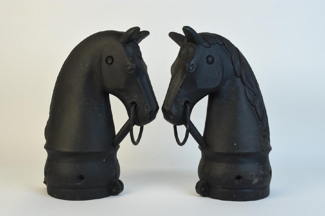 Pair Of Cast Iron Horse Head Hitching Post