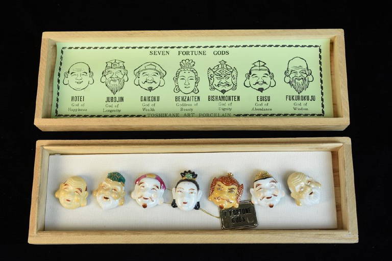 Japanese Toshikane 7 Fortune God Buttons