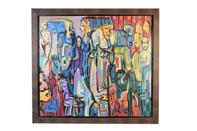 Terry Ratliff Oil On Board "happy Bar"; Sur