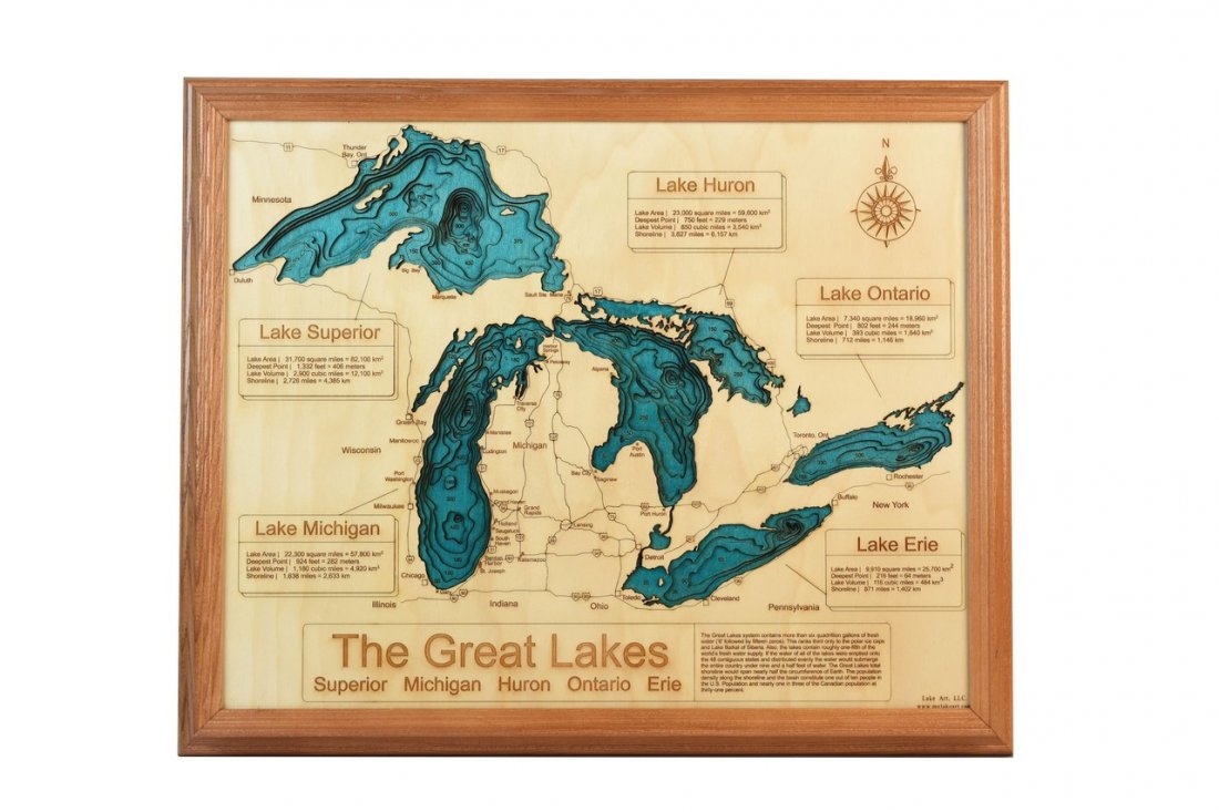 Topography & Bathymetry Map; The Great Lakes