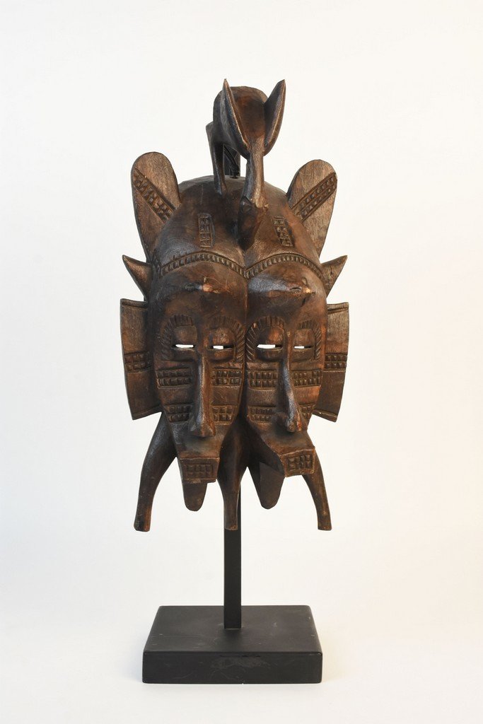 Two Faced Hand Carved Tribal Mask