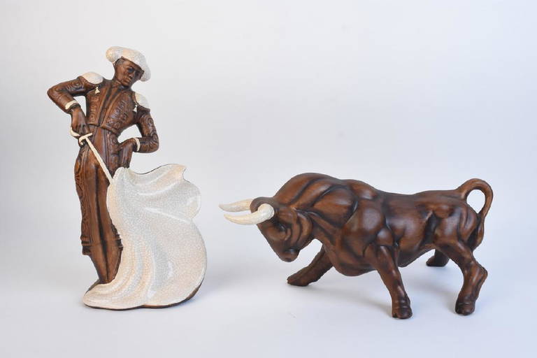 Vintage Treasure Craft Matador And Bull Figurines