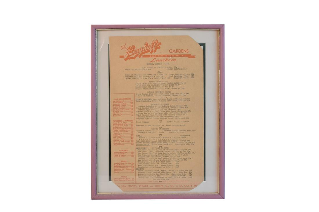 1951 Berghoff Gardens Fort Wayne Luncheon Menu