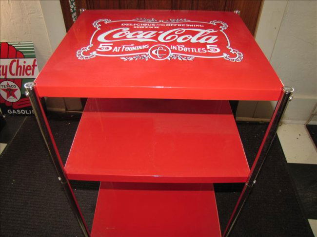 718: Coca Cola 3 Tiered Rolling Cart : Lot 718