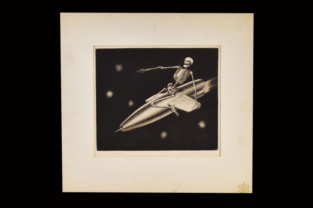 Missile Rider George Gawehn Engraving Ft Wayne Artist Auction
