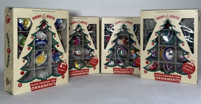 4 Boxes Christopher Radko Shiny Brite Ornaments Auction