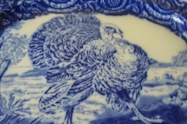 68: Copeland Flow Blue Turkey Platter : Lot 68
