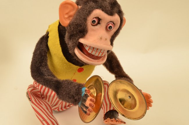 Vintage Musical Jolly Clapping Chimp Monkey Cymbals Toy : Lot 155A