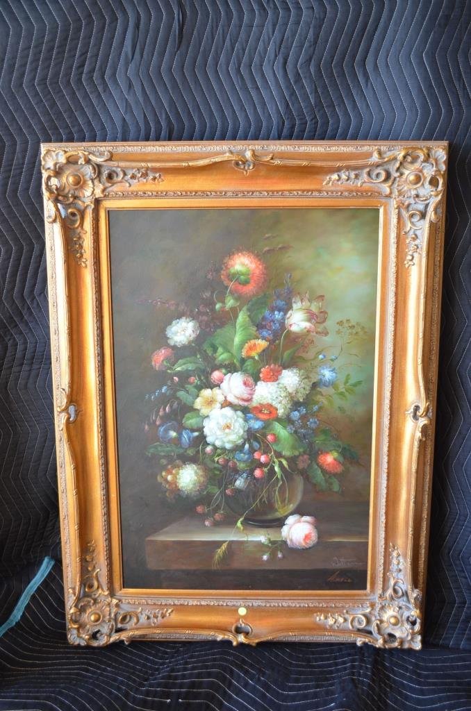 Flower Arrangement Oil Painting Signed Airele