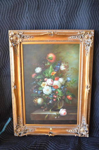 Flower Arrangement Oil Painting Signed Airele