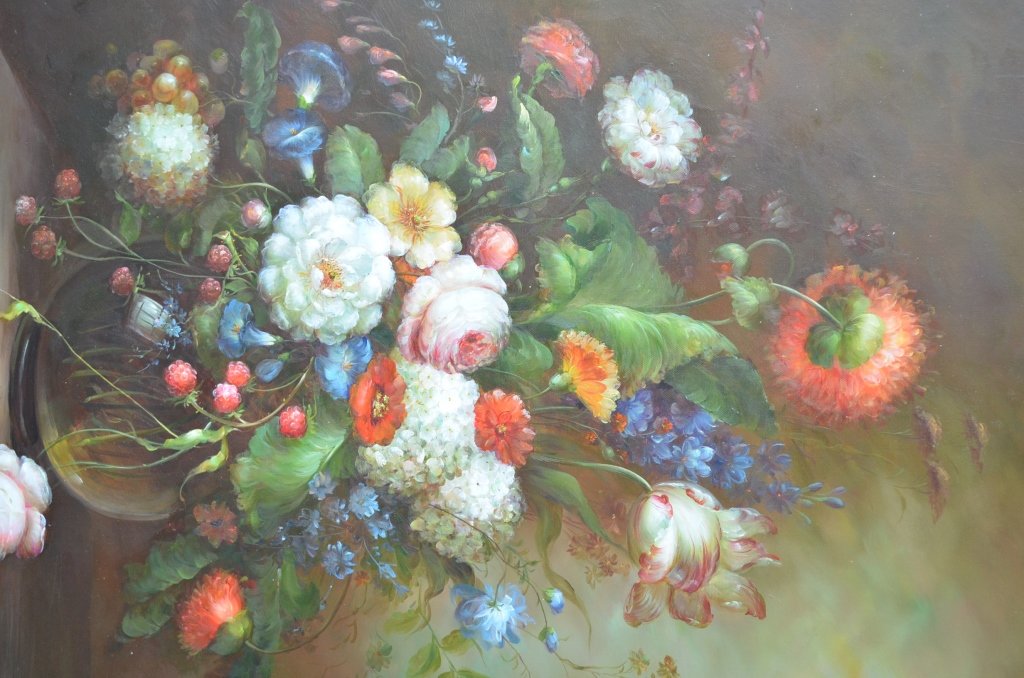 Flower Arrangement Oil Painting Signed Airele