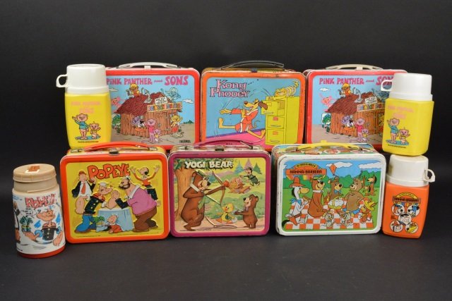 (6) Animated Cartoon Vintage Lunch Boxes