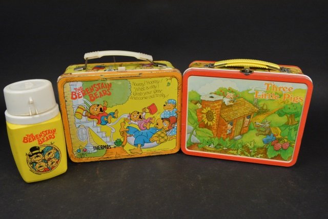 (2) Children's Storybook Vintage Metal Lunch Boxes