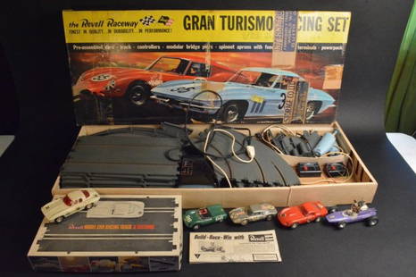 Vintage Slot Car Set W/ Tootsie Toy Cars Etc.