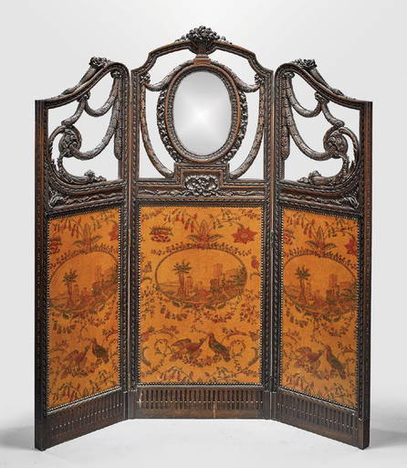 Antique Carved Wood Dressing Screen