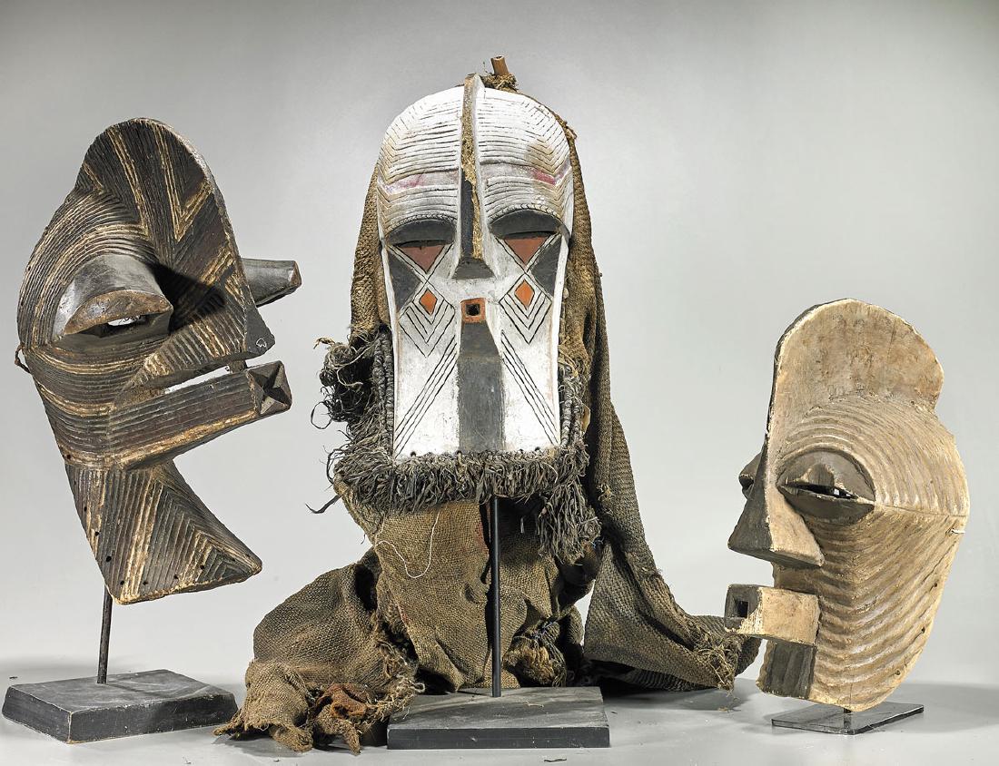 Group Of Three Songye 'kifwebe' Masks