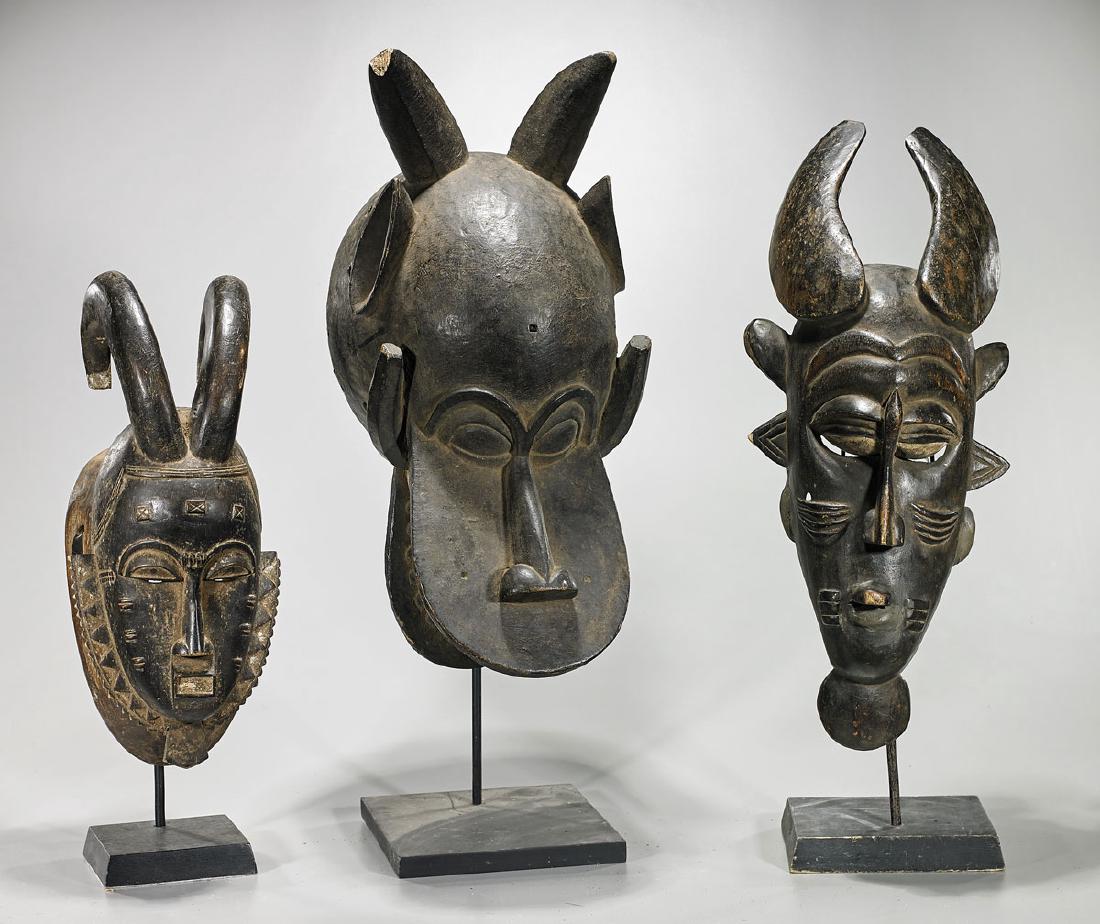 Group Of Three Various Côte D'ivoire Masks