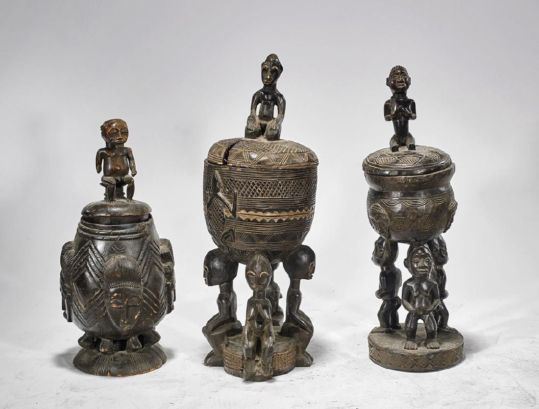 Group Of Three African Divination Bowls