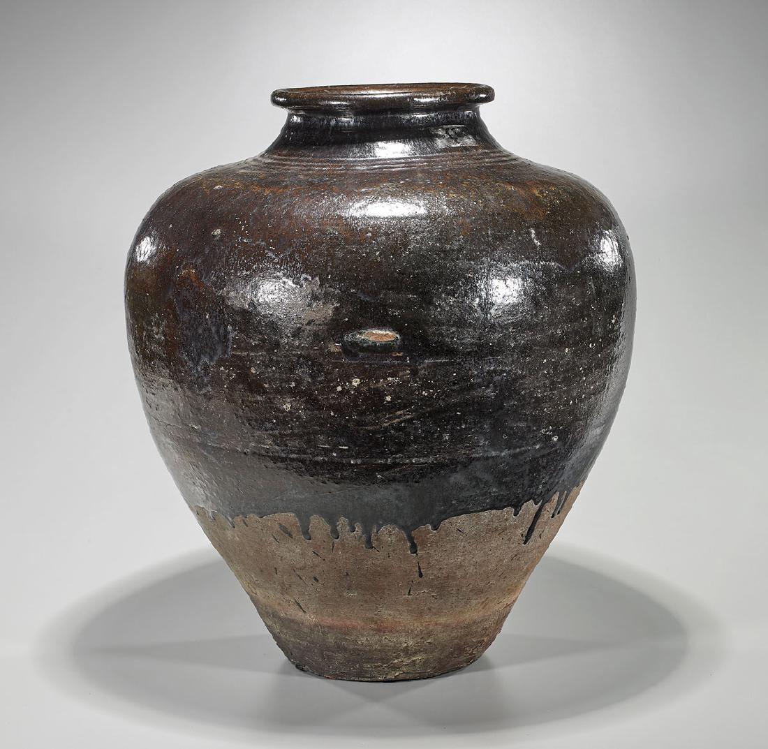 Large Antique Southeast Asian Pottery Martaban Jar