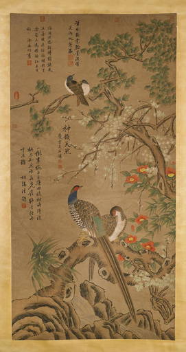 Two Chinese Paper Scrolls: Beauty & Flora