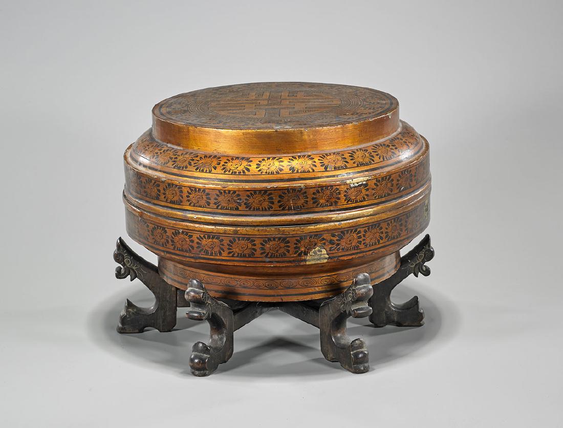Antique Chinese Round Lacquer Box