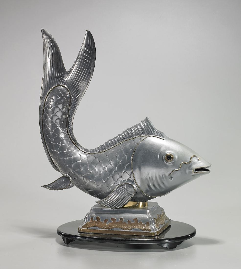 Large Chinese Pewter Fish