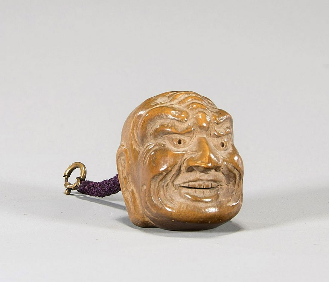 Antique Japanese Carved Noh Mask Netsuke