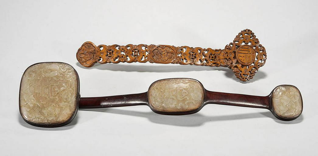 Two Chinese Carved Ruyi Scepters