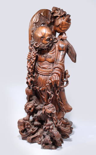 Large Chinese Carved Hardwood Statue