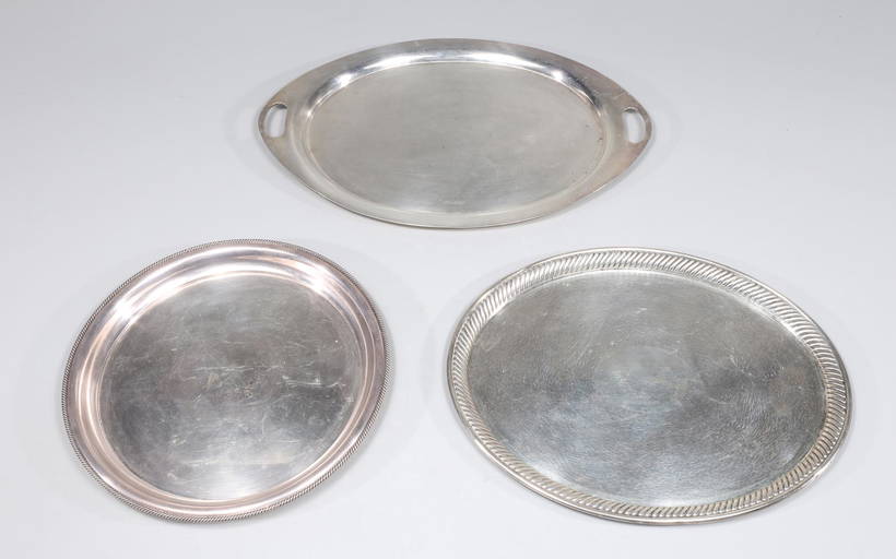 Group Of Three Sterling Silver Service Trays