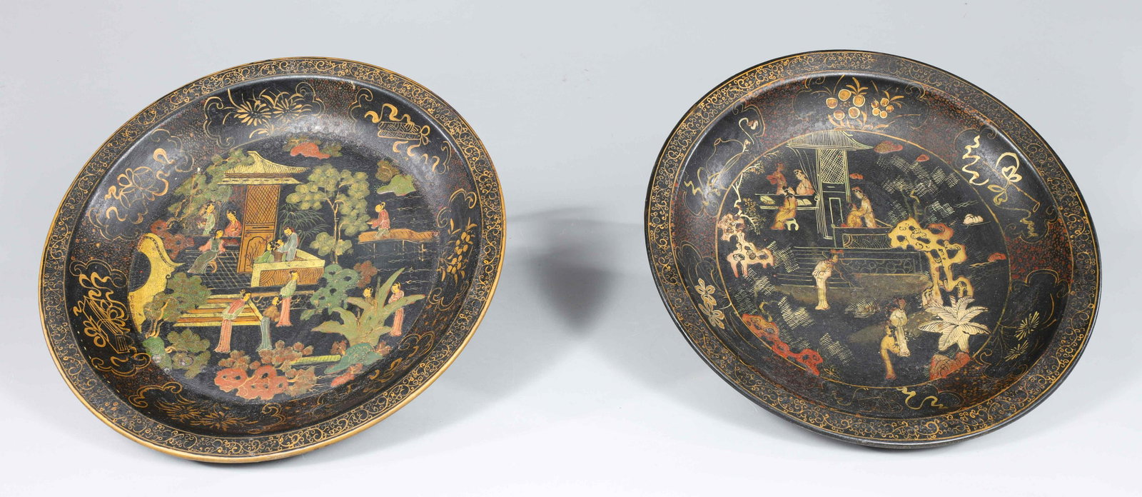 Pair Chinese Porcelain Imitating Lacquer Dishes