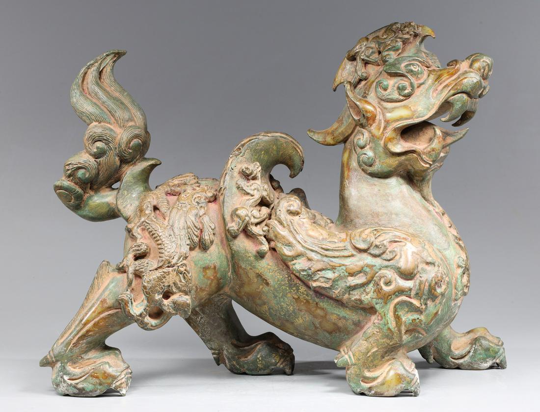 Archaic Chinese Stye Carved Hardstone Qilin Statue - Apr 04, 2023 | I.M ...