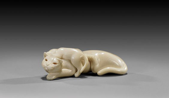 Contemporary Ivory Netsuke: Cats