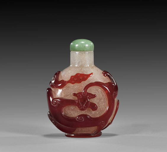 Antique Red Overlay Glass Snuff Bottle