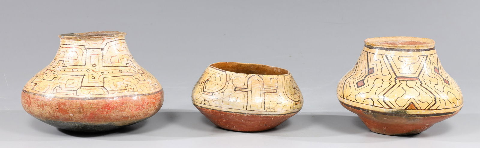 Group Of Three Peruvian Shipibo Pots