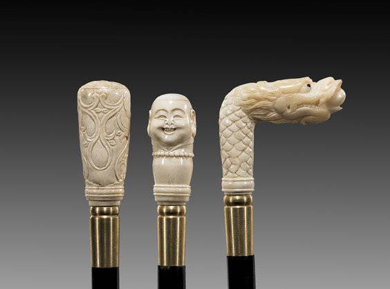 Three Chinese Hardwood Canes