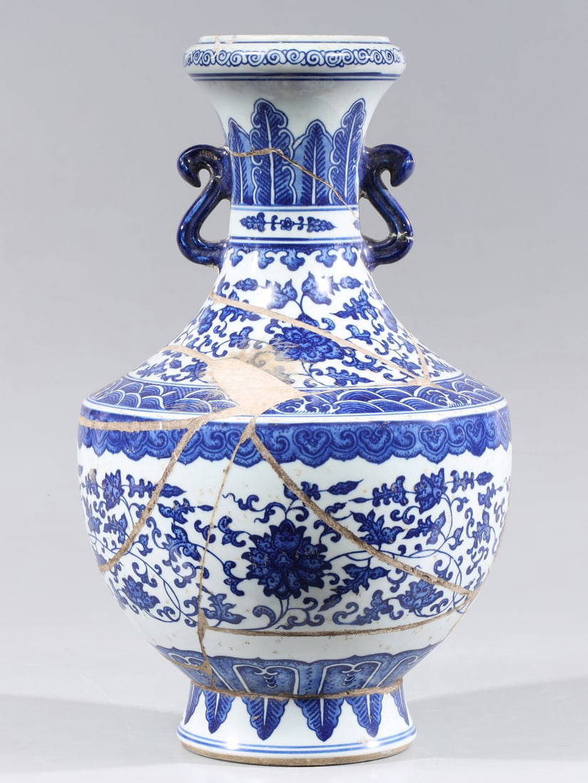 Chinese Ceramic Kintsugi Style Vase Auction