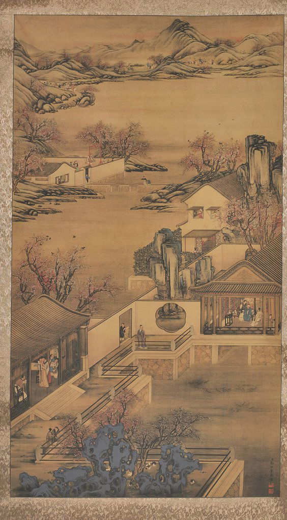 Large Chinese Silk Landscape Scroll