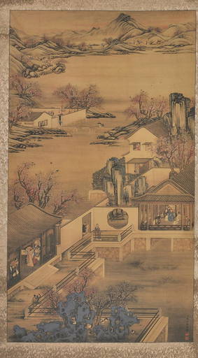 Large Chinese Silk Landscape Scroll