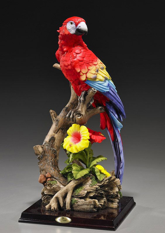De Capoli Glazed Ceramic Colorful Parrot