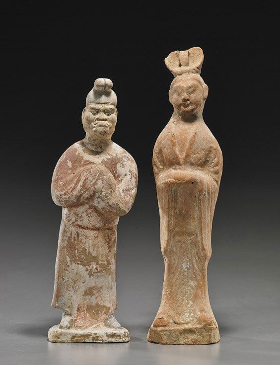 Two Chinese Tang Dynasty Pottery Figures